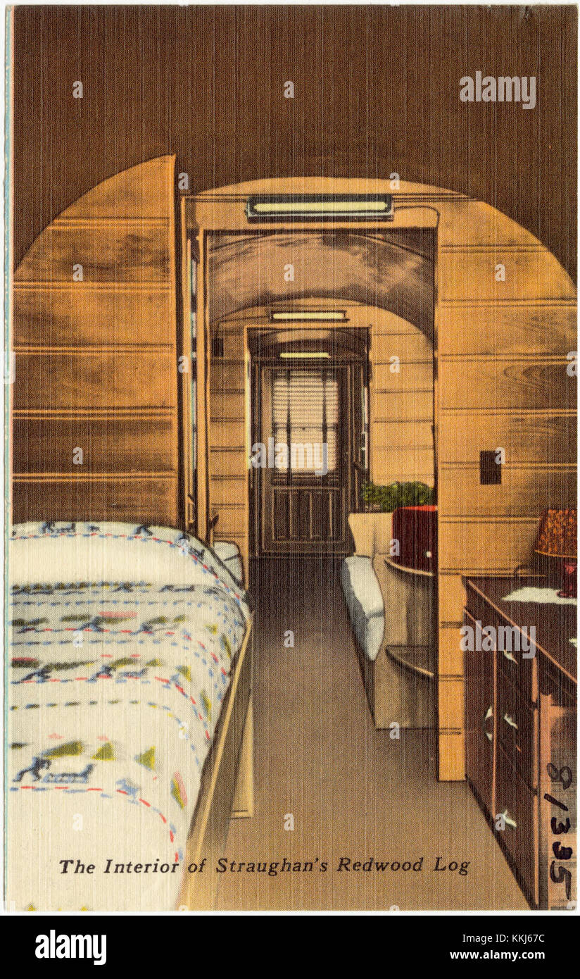 The interior of Straughan's Redwood Log showcases a unique ...