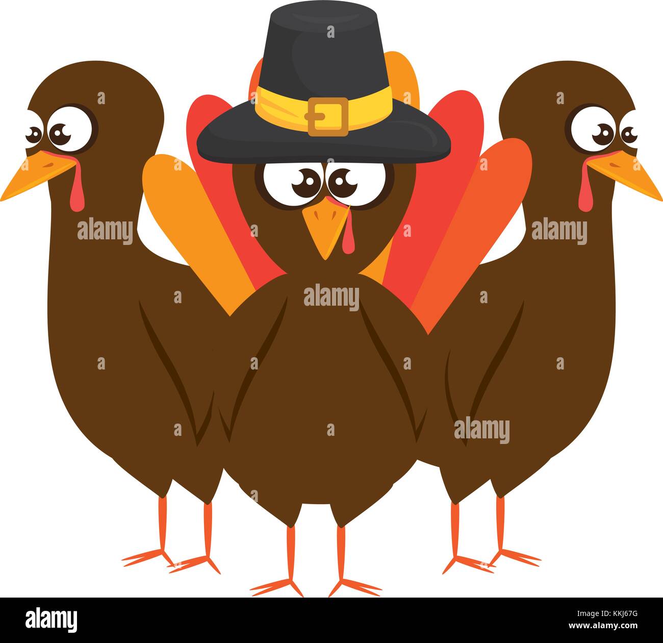 thanksgiving turkeys with hat character icon vector illustration design ...