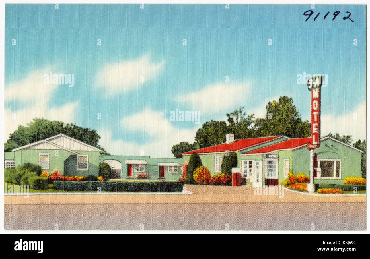 The photograph titled '3 - A Motel' presents a typical mid-20th-century ...