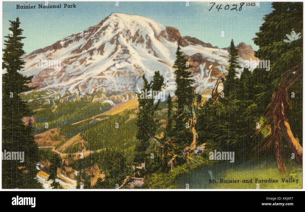 This image showcases Mount Rainier and Paradise Valley within Rainier ...