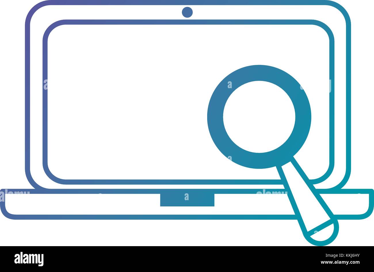 laptop computer with magnifying glass vector illustration Stock Vector ...