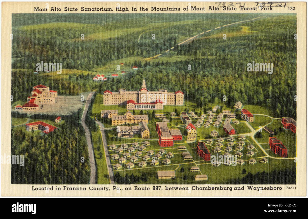 This postcard features the Mont Alto Sanatorium, a historical treatment ...