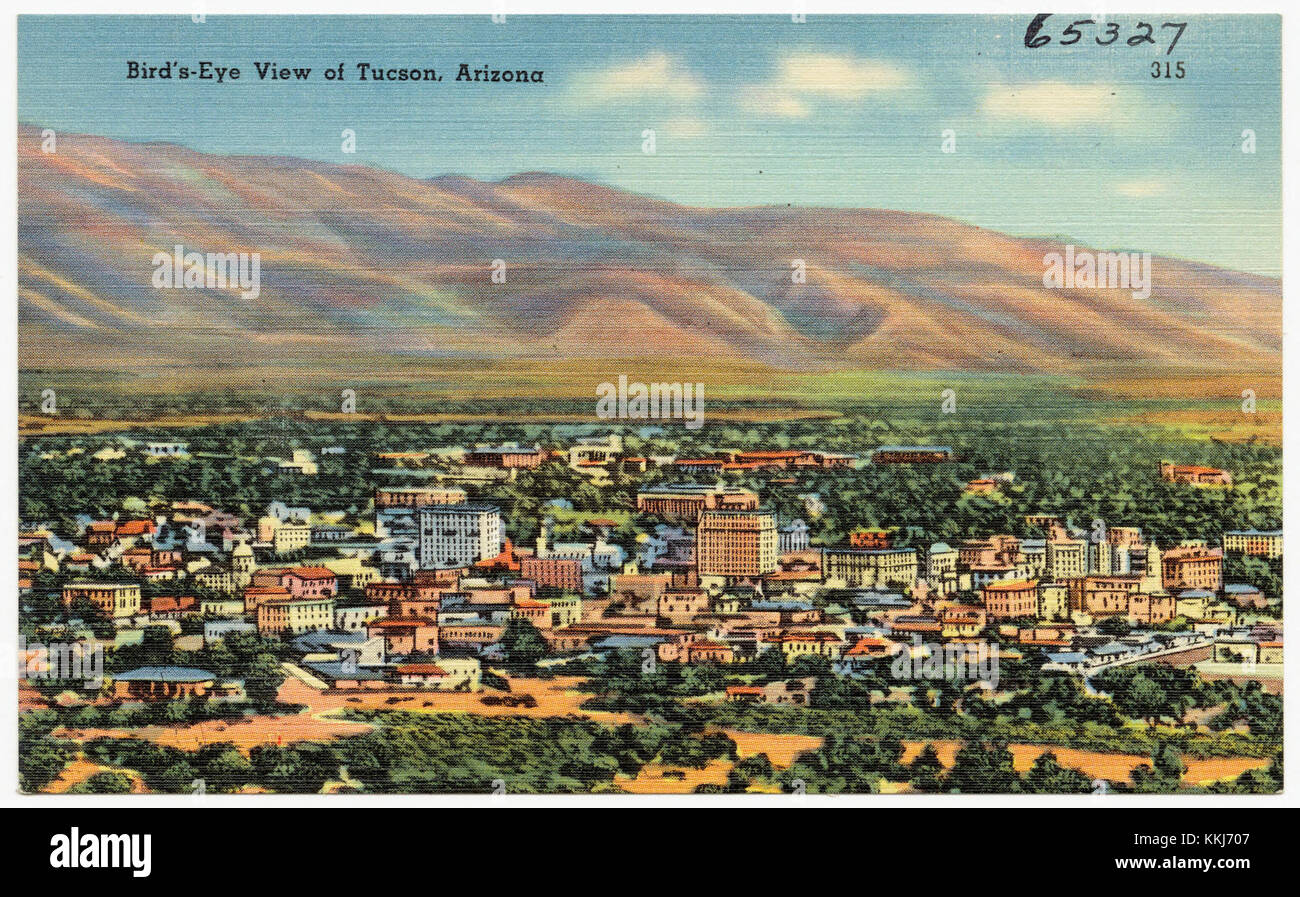 A bird's-eye view of Tucson, Arizona, captures the city's layout and ...