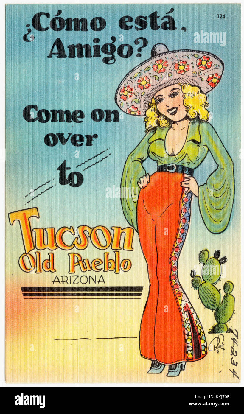 This vintage postcard invites people to visit Tucson, Arizona, often ...