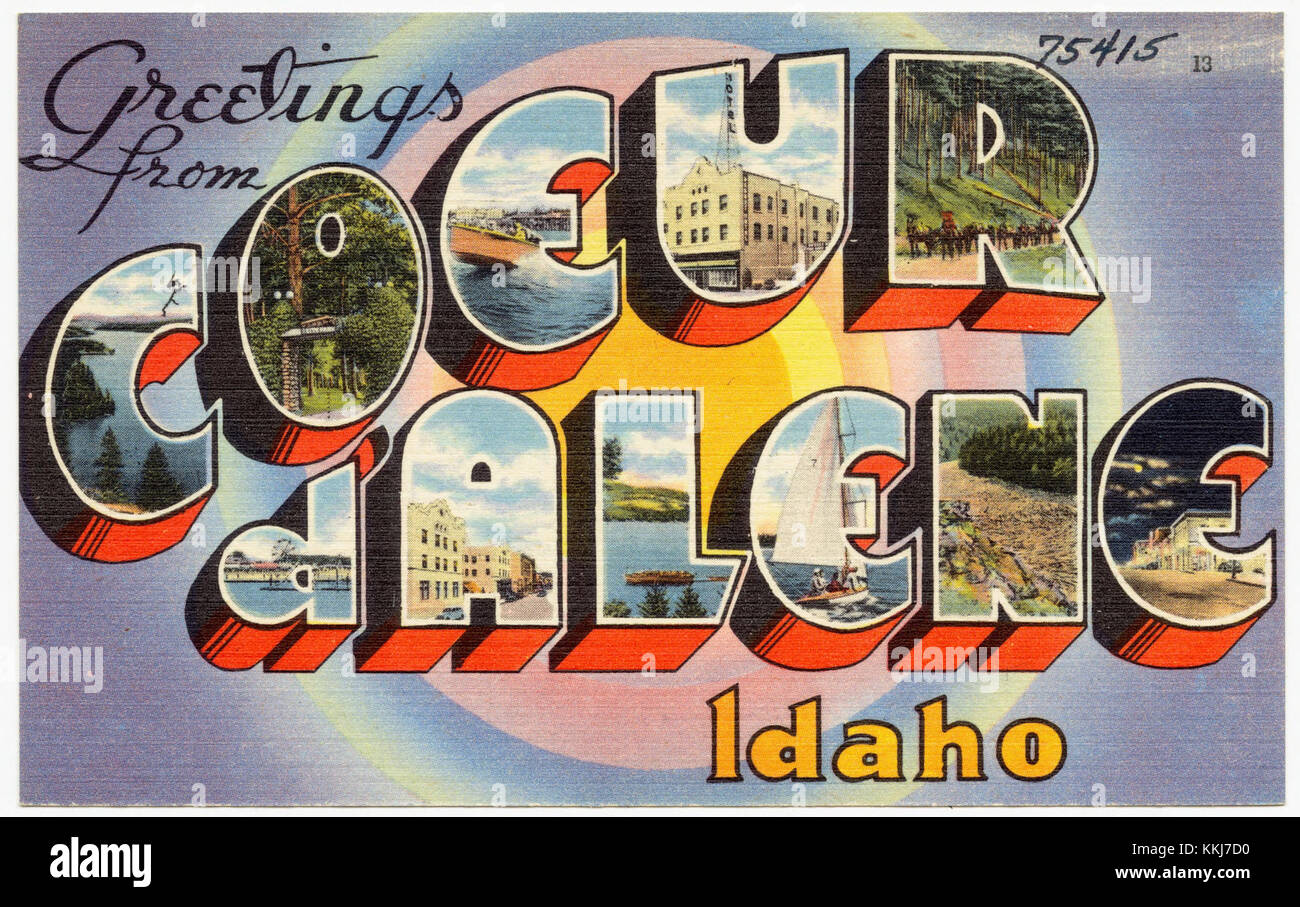 This vintage postcard from Coeur d'Alene, Idaho, captures the charm of ...