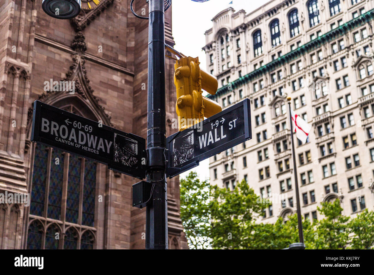 Broadway und Wall Street signs in Manhattan, New York City, USA Stock ...