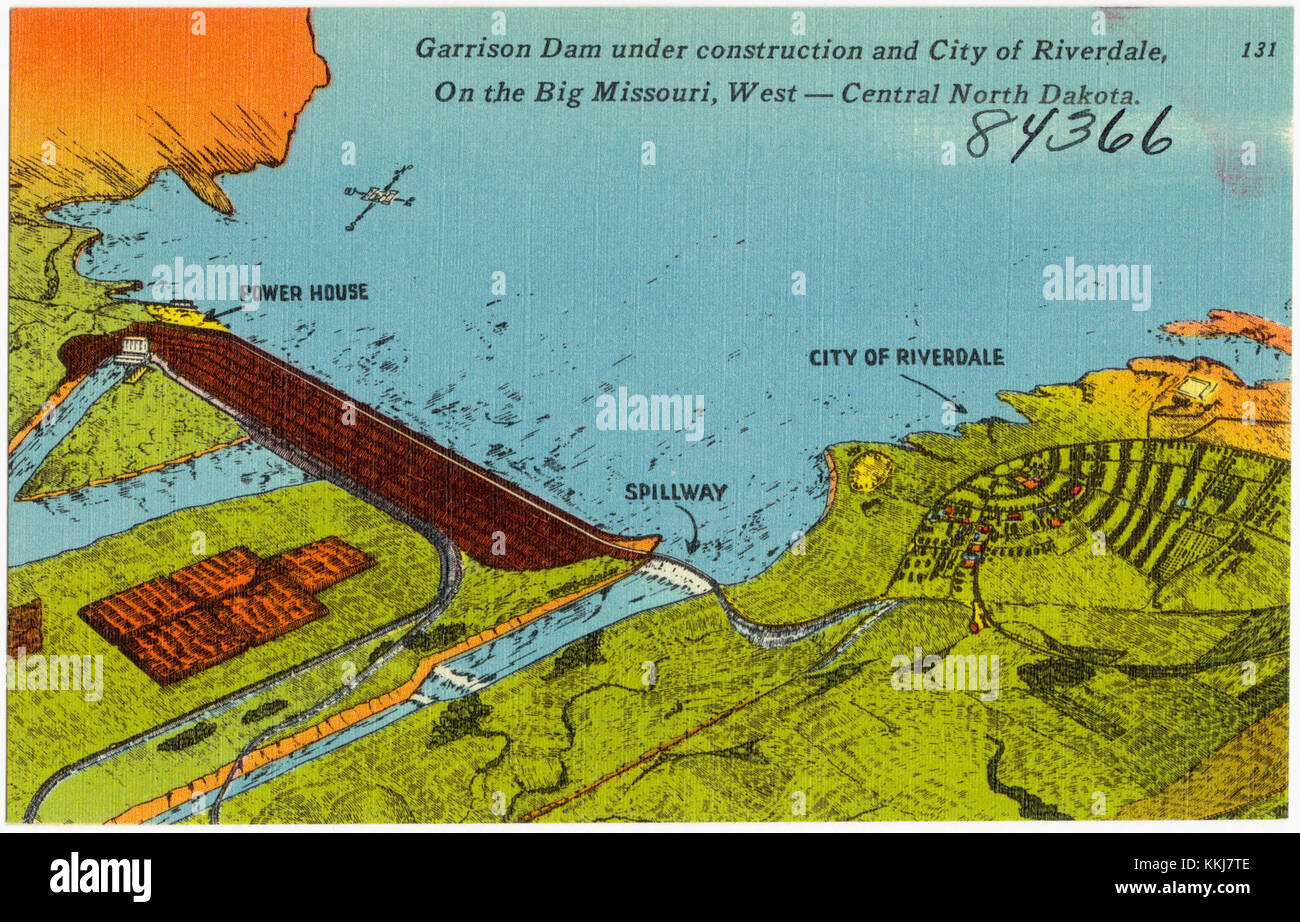 The Garrison Dam is under construction on the Big Missouri River in ...