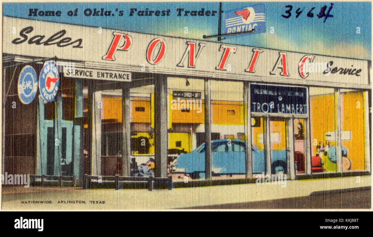 Postcard depicting Troy Lambert Pontiac dealership in Ardmore, Oklahoma ...