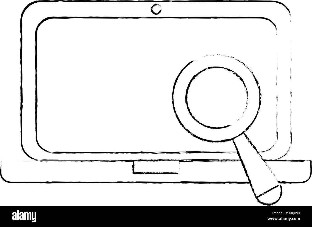 laptop computer with magnifying glass vector illustration Stock Vector ...