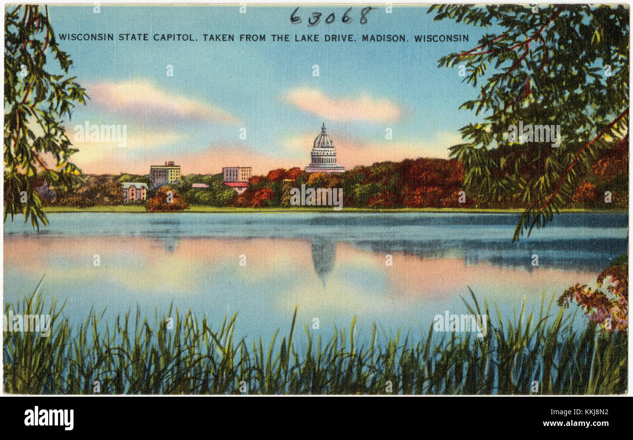 This photograph shows the Wisconsin State Capitol as seen from Lake ...