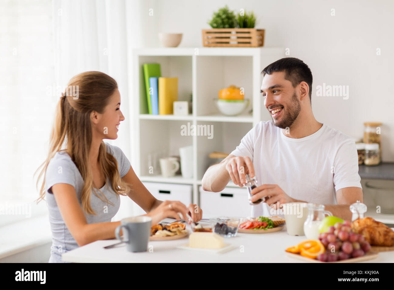 Beautiful woman having breakfast home hi-res stock photography and ...