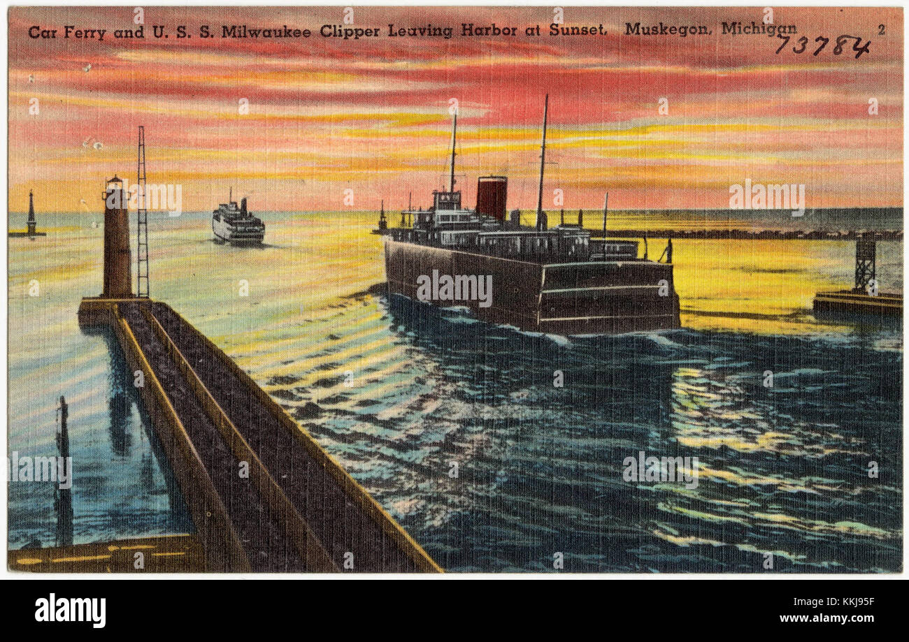 A car ferry and the U.S.S. Milwaukee Clipper depart from Muskegon ...