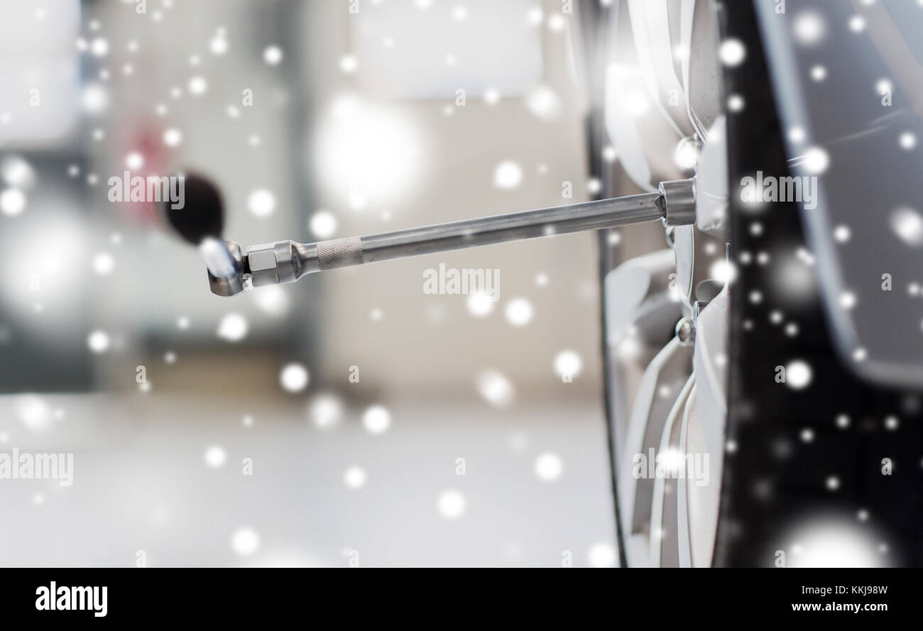 screwdriver and car wheel tire Stock Photo - Alamy