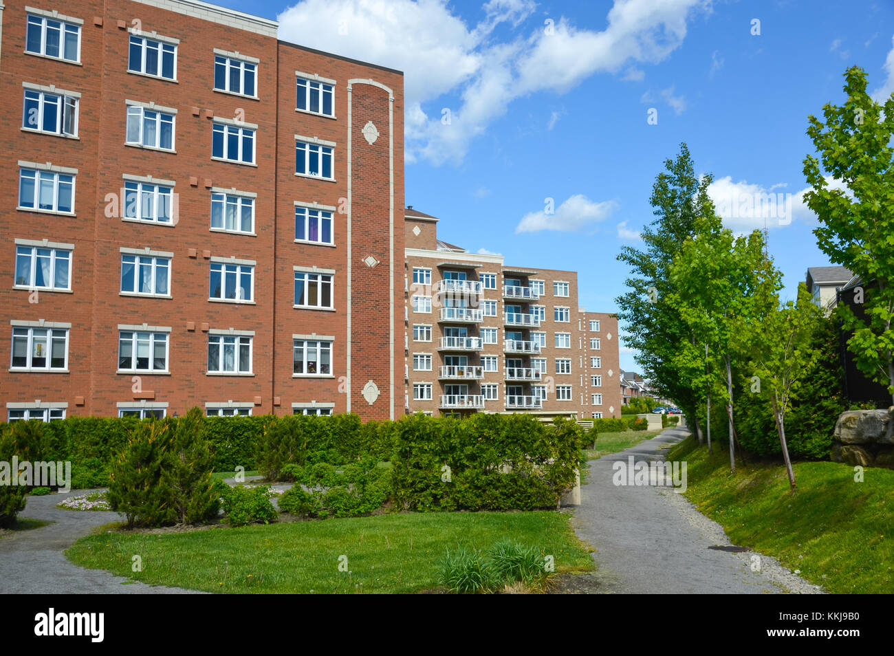 Modern condo buildings with huge windows in Montreal, Canada Stock ...
