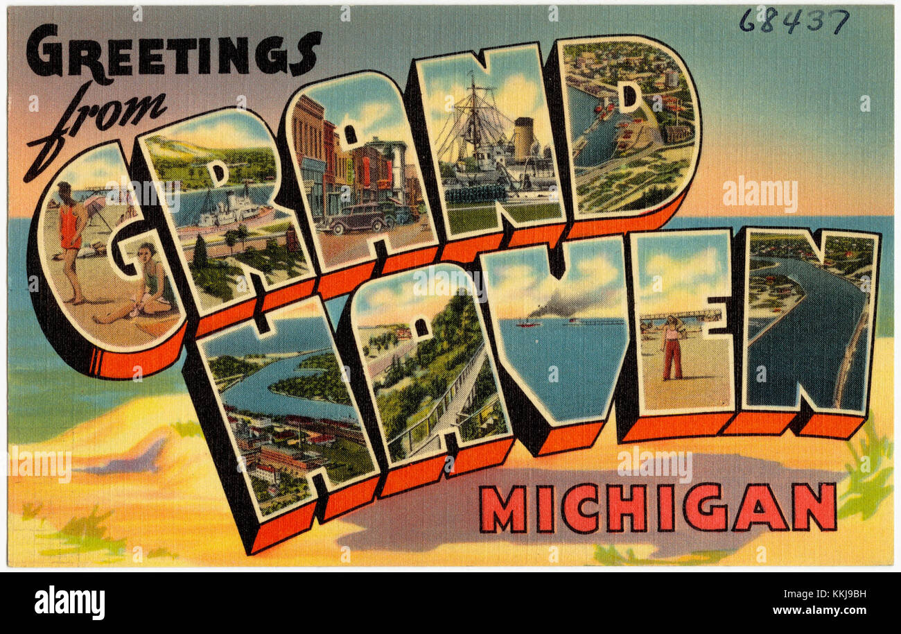 Greetings from Grand Haven, Michigan (68437 Stock Photo - Alamy
