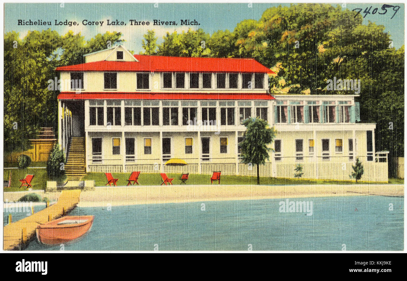 Richelieu Lodge, Corey Lake, Three River, Mich (74059 Stock Photo - Alamy