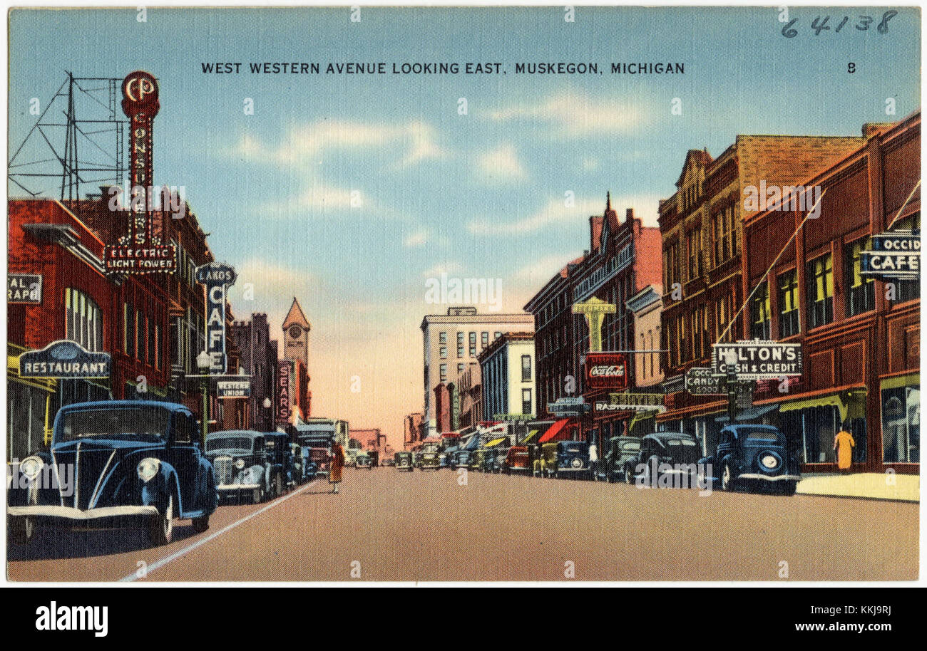 A street view of West Western Avenue in Muskegon, Michigan, looking ...