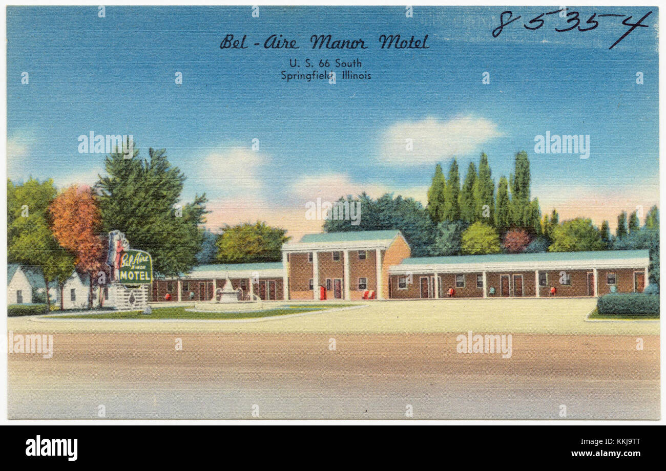 The Bel-Aire Manor Motel, located along U.S. Route 66 in Springfield ...