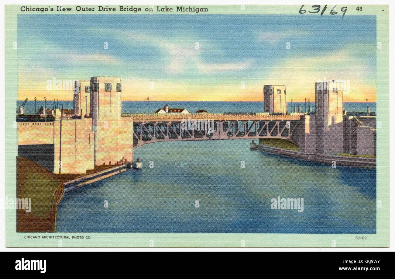 Chicago's New Outer Drive Bridge on Lake Michigan (63169 Stock Photo ...