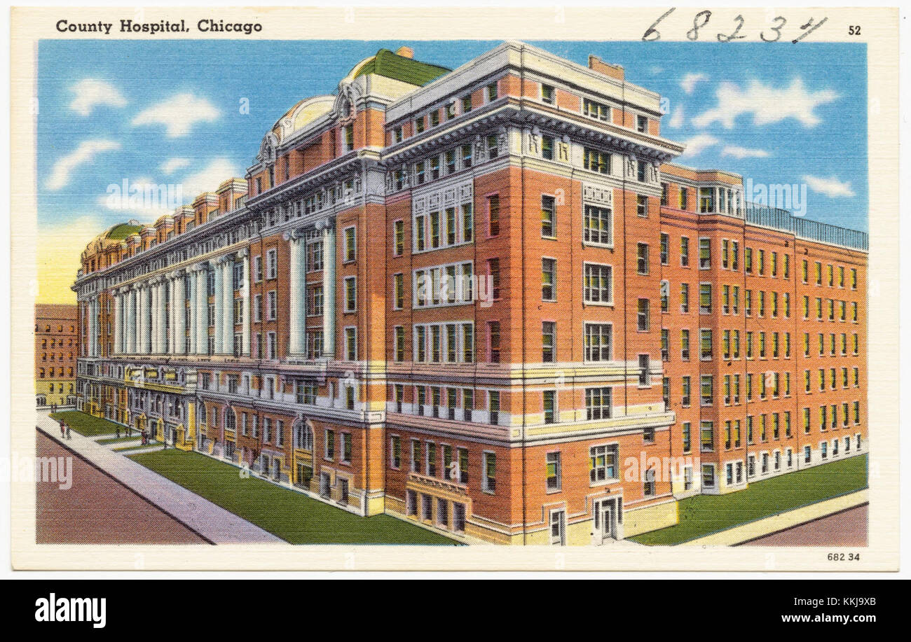 A photograph of the County Hospital in Chicago, identified by number ...