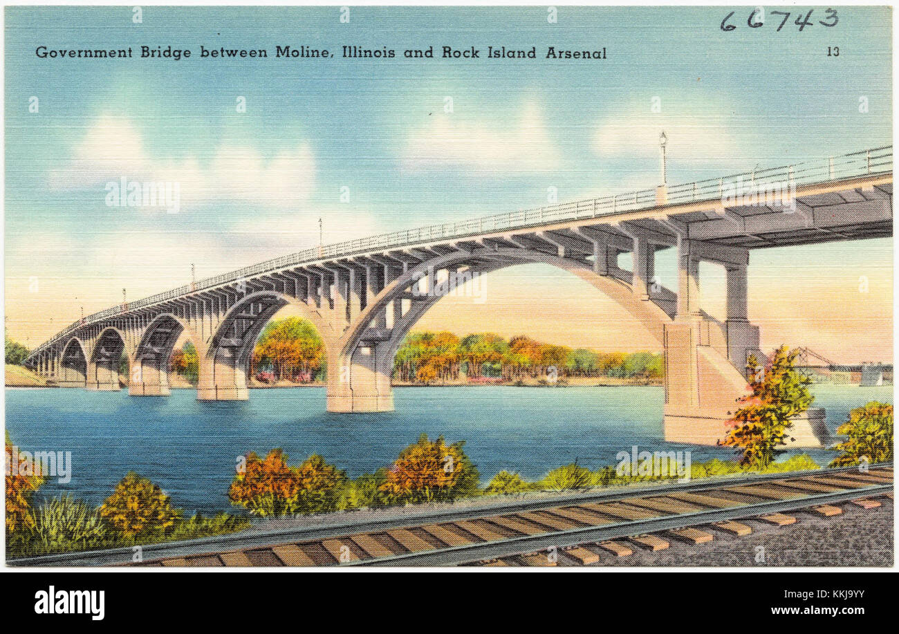 The Government Bridge connects Moline, Illinois, to the Rock Island ...
