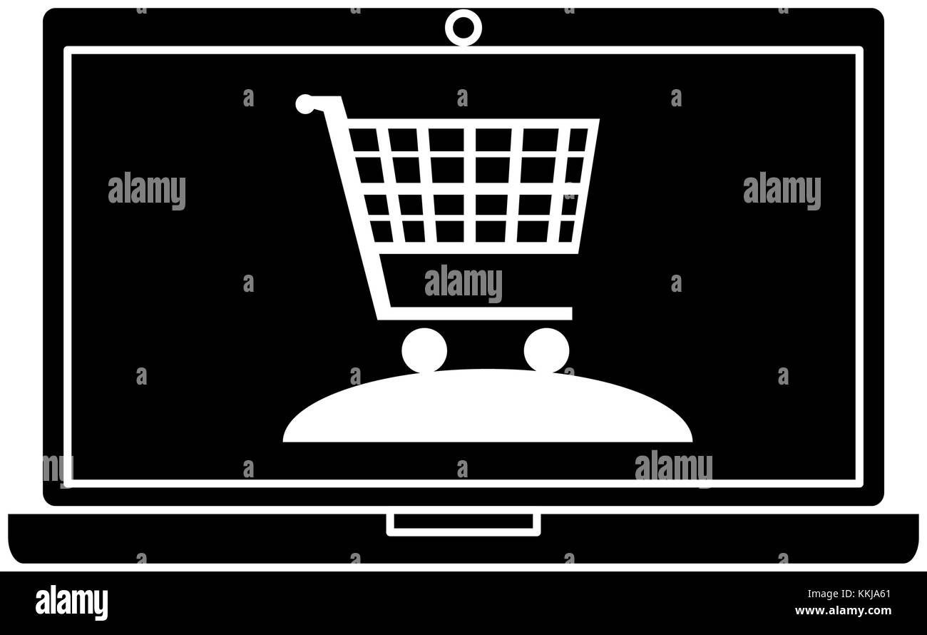 laptop computer with cart shopping Stock Vector Image & Art - Alamy