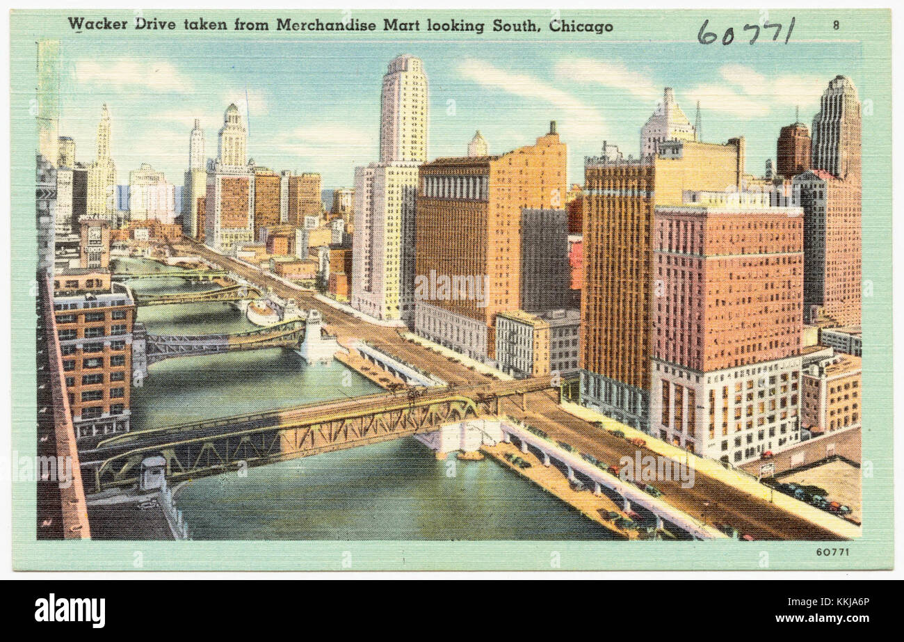 A photograph capturing the view southward along Wacker Drive from the ...