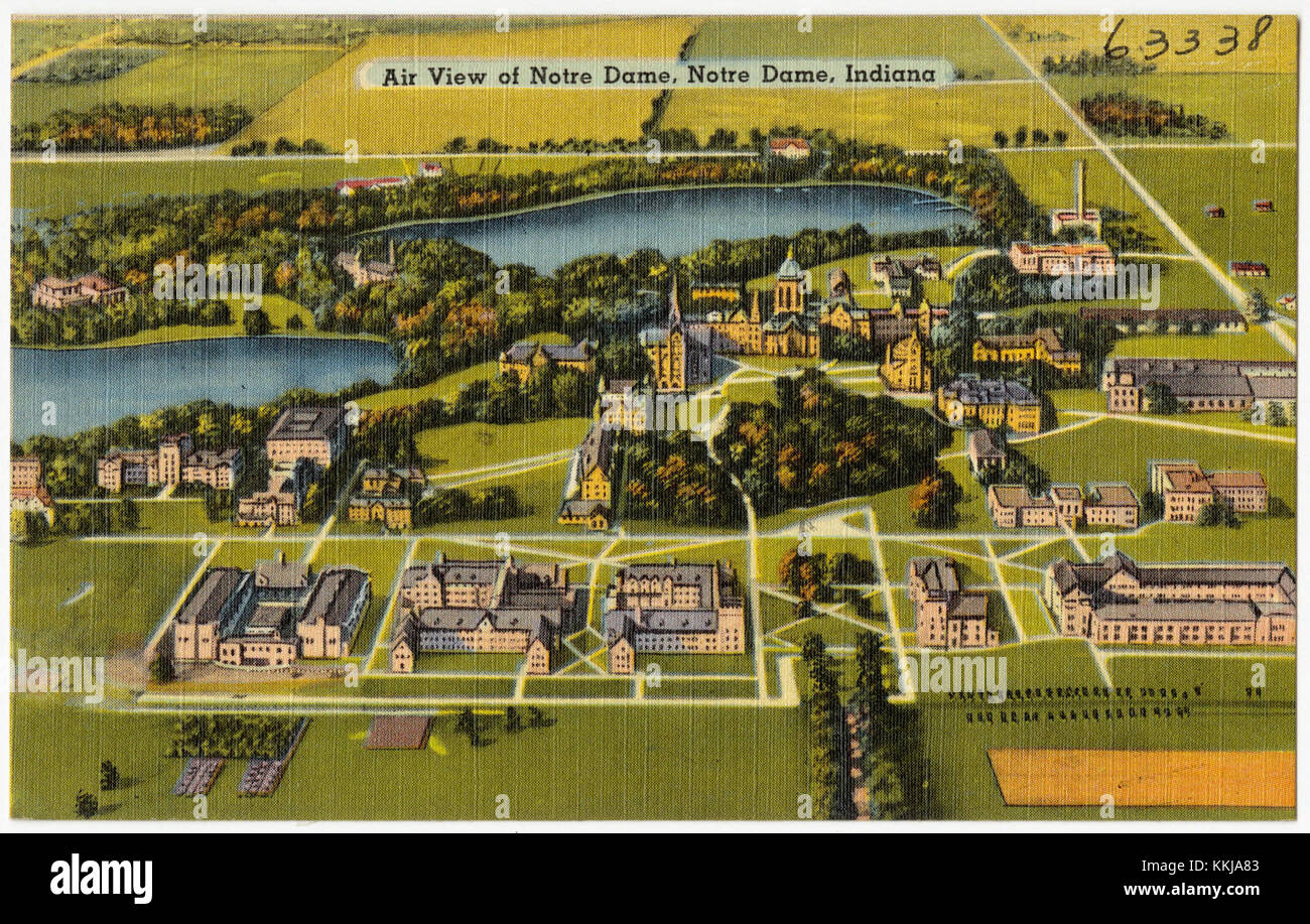 Aerial view of Notre Dame, Indiana, showcasing the iconic campus and ...
