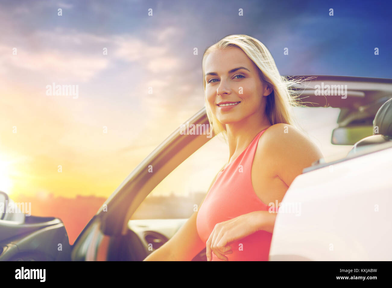 Woman sitting in convertible car hi-res stock photography and images ...