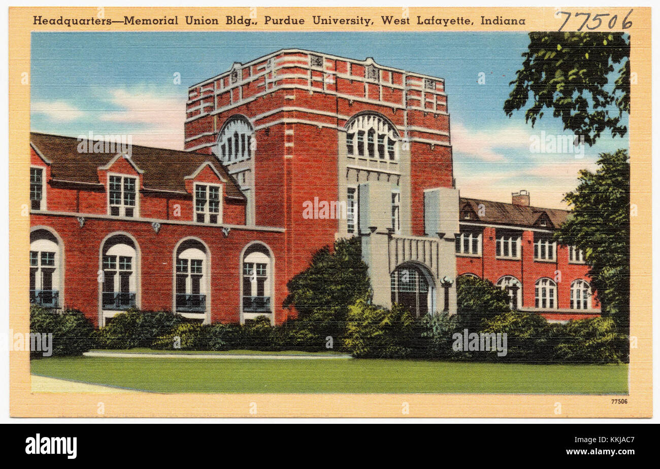 A photograph of the Memorial Union Building at Purdue University ...