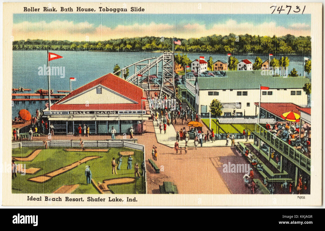 The Ideal Beach Resort, located at Shafer Lake in Indiana, features a ...