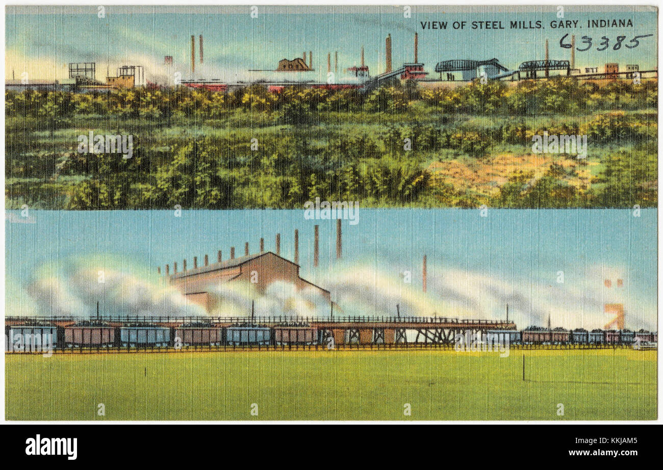 This photograph captures an industrial landscape of steel mills in Gary ...