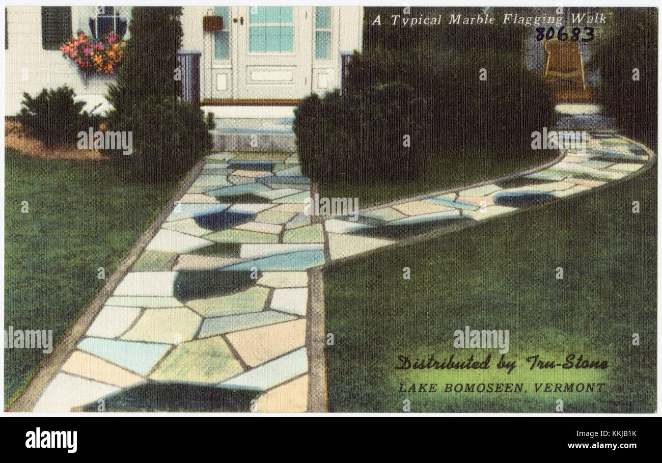 A typical marble flagging walk, distributed by Tru-Stone, is featured ...