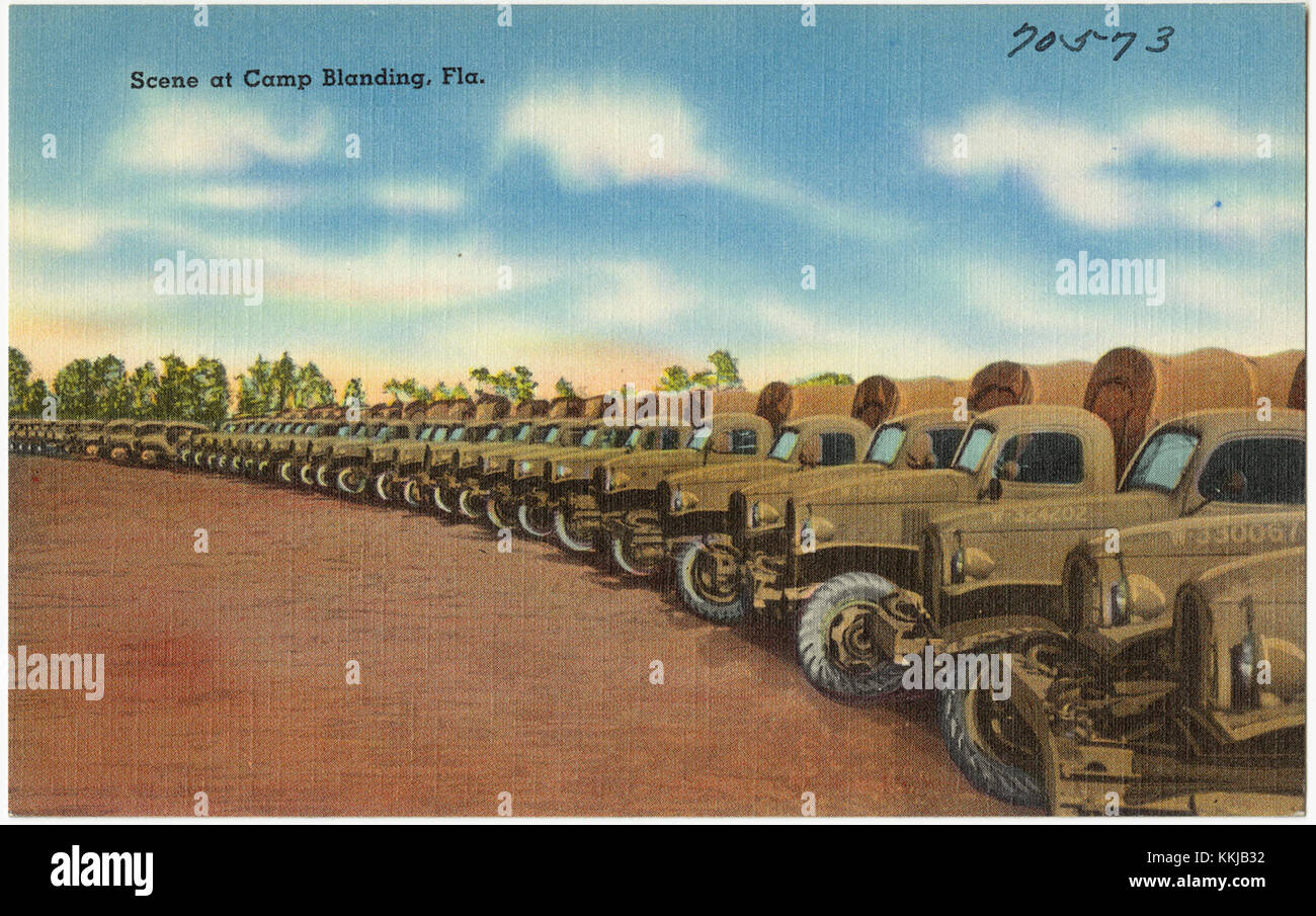 This image depicts a scene from Camp Blanding, Florida, a U.S. Army ...
