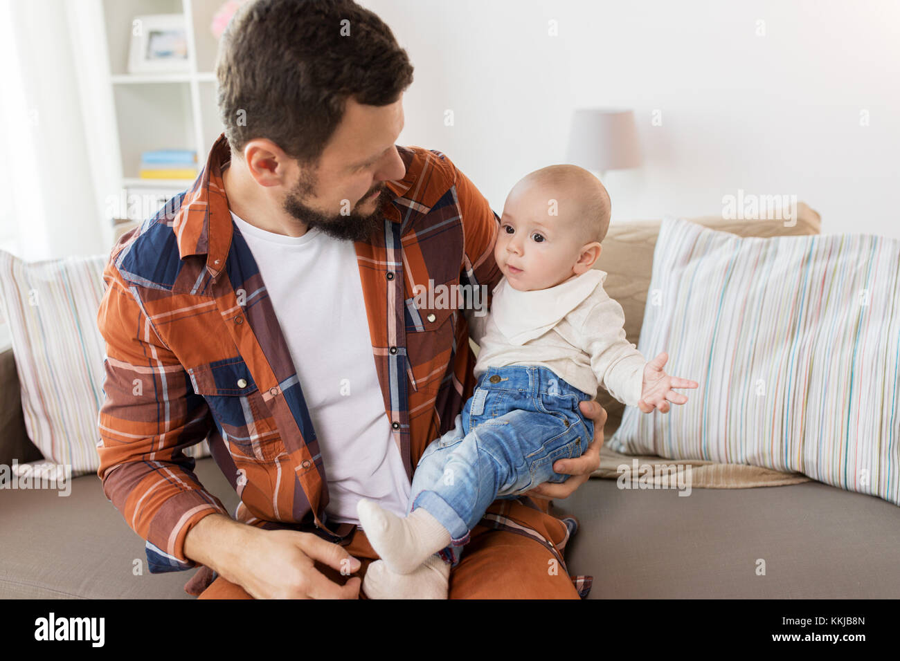 happy father with little baby boy at home Stock Photo - Alamy