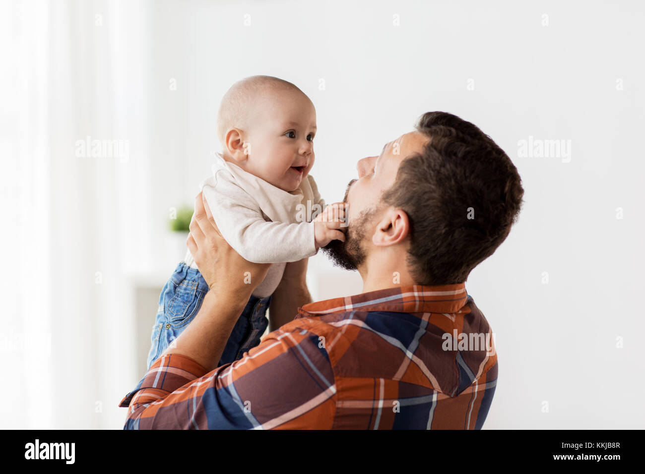 happy little baby boy with father Stock Photo - Alamy