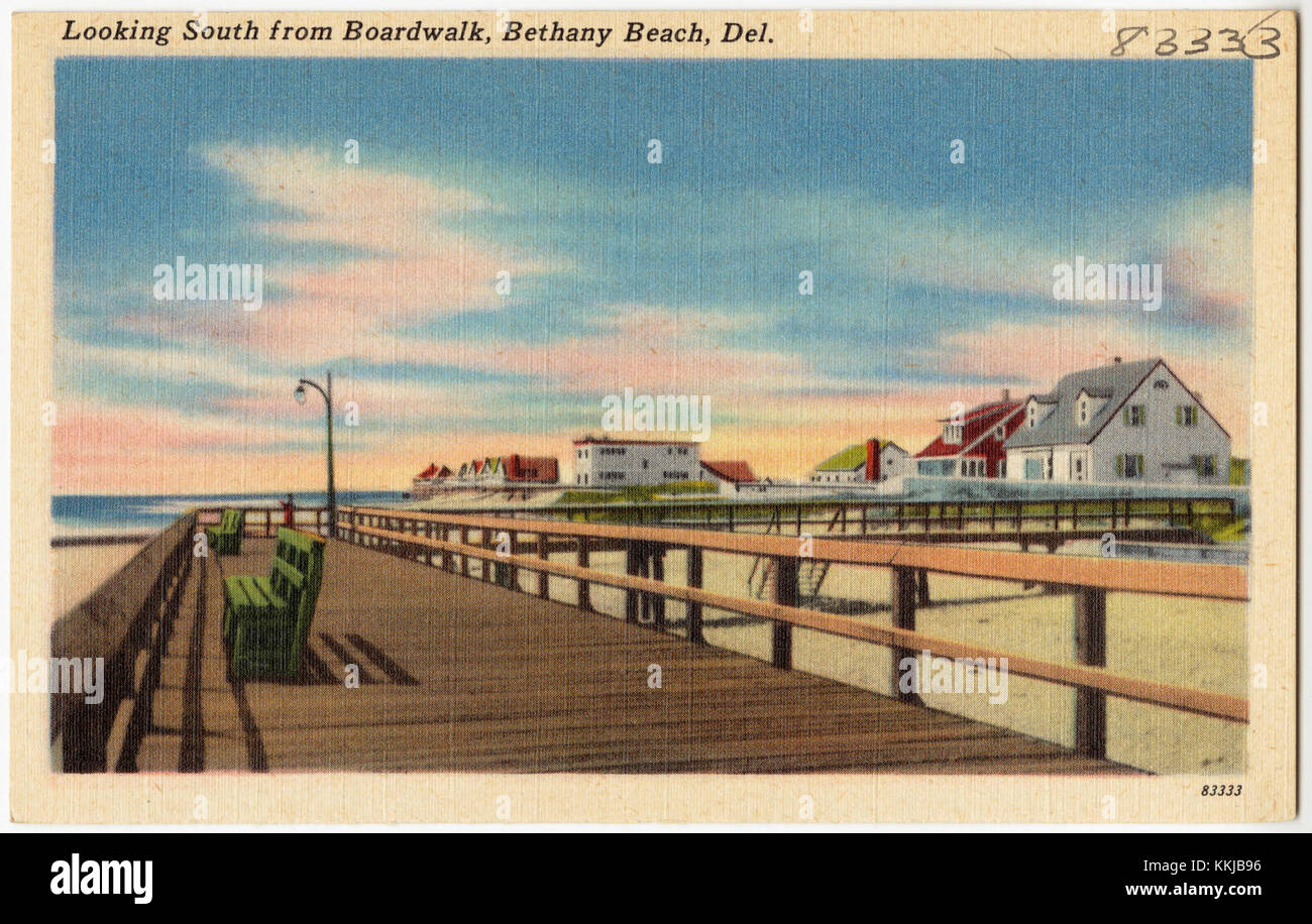This image captures the view from the boardwalk at Bethany Beach ...