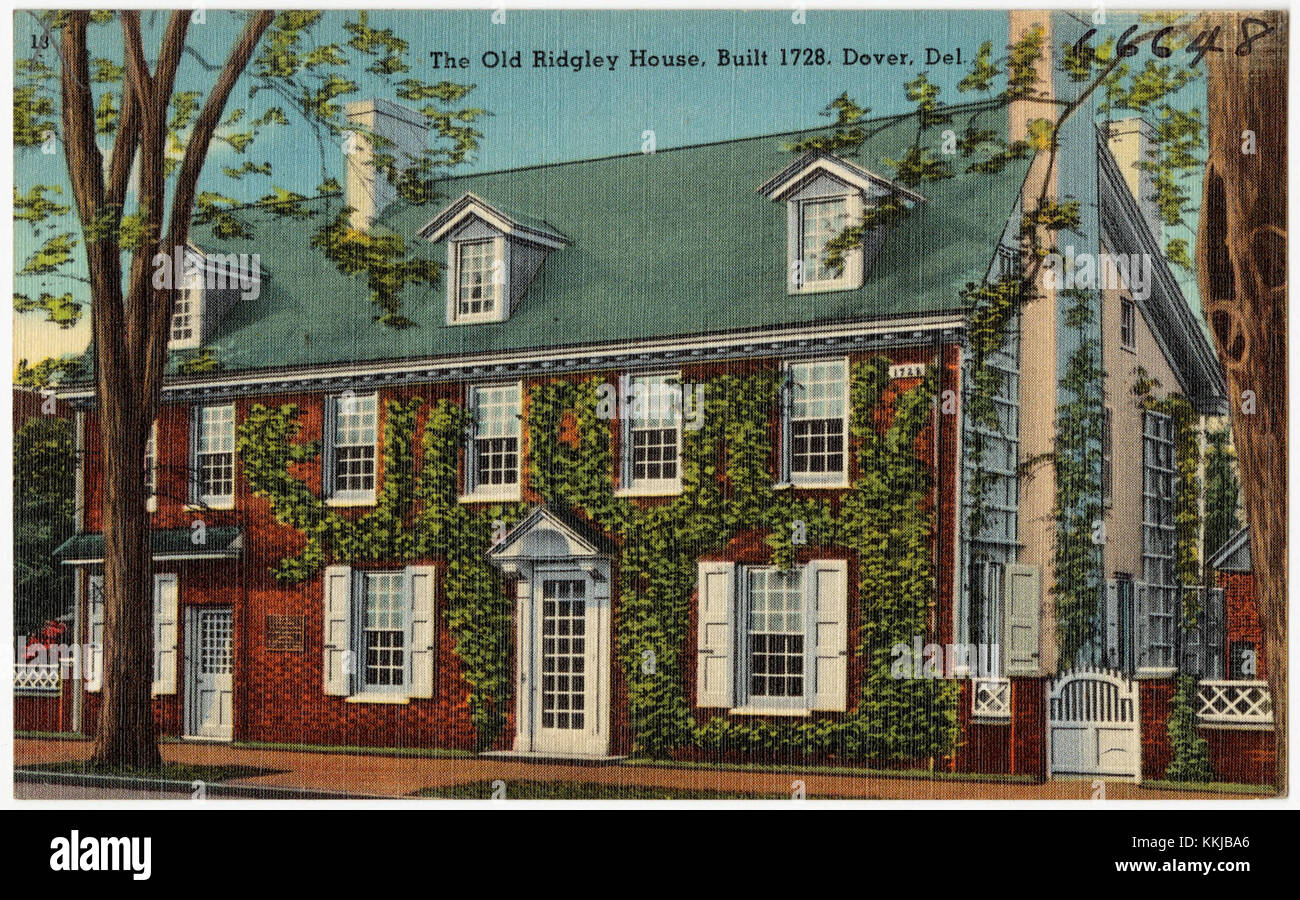 The old Ridgley house, built in 1728 in Dover, Delaware, is an ...