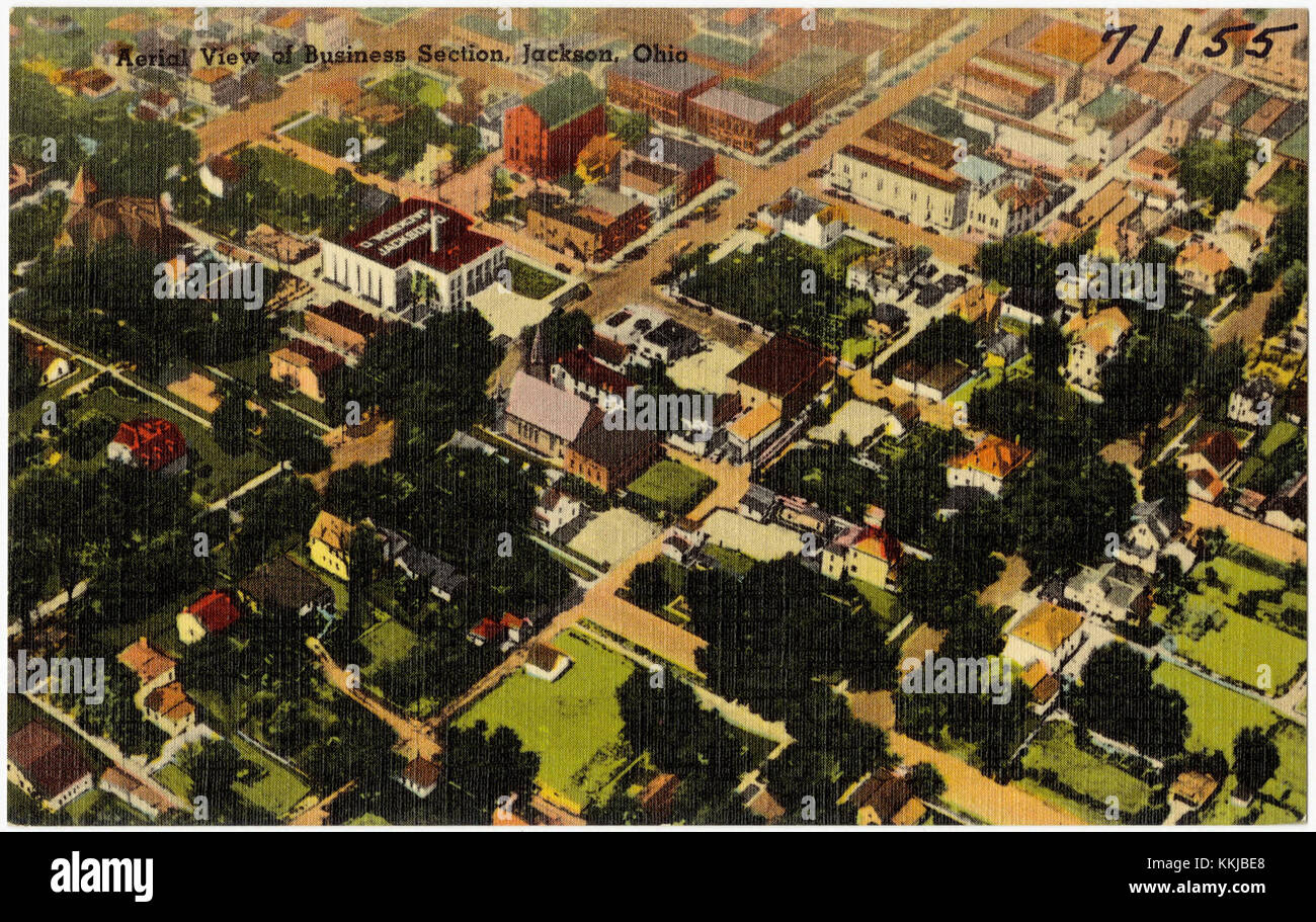 An aerial photograph of the business district in Jackson, Ohio ...