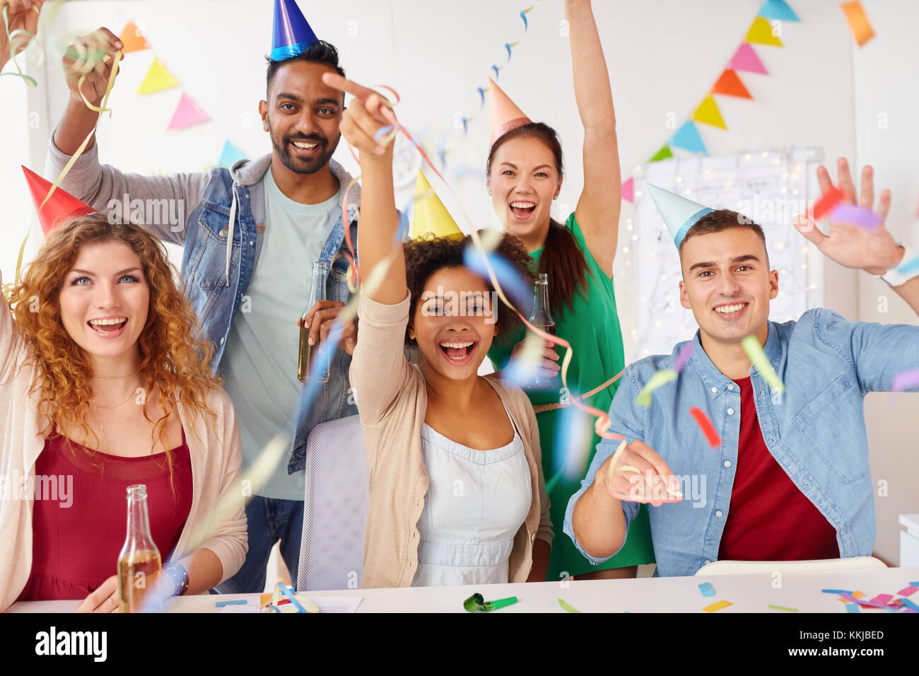 happy team having fun at office party Stock Photo - Alamy