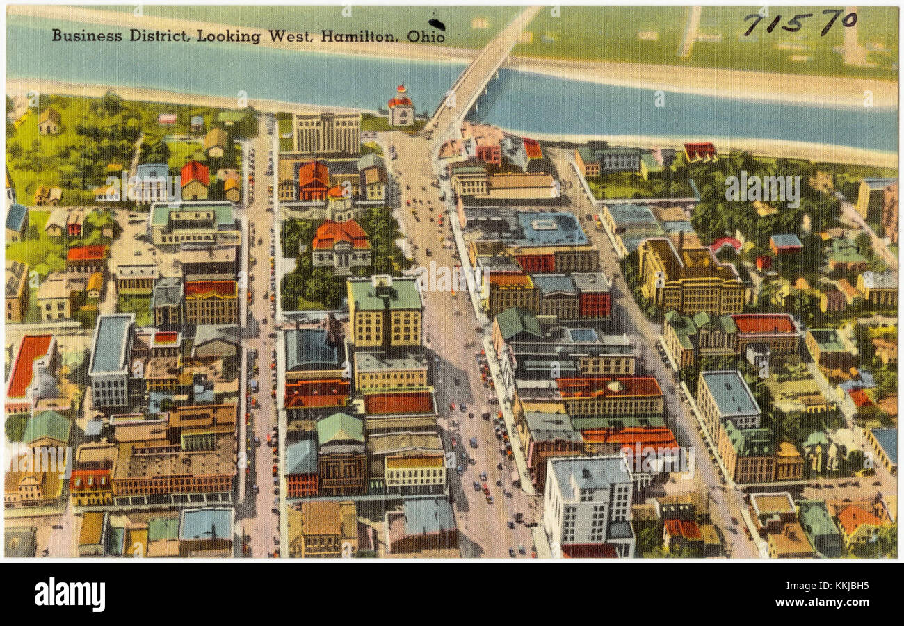 A photograph of the Business District in Hamilton, Ohio, looking west ...