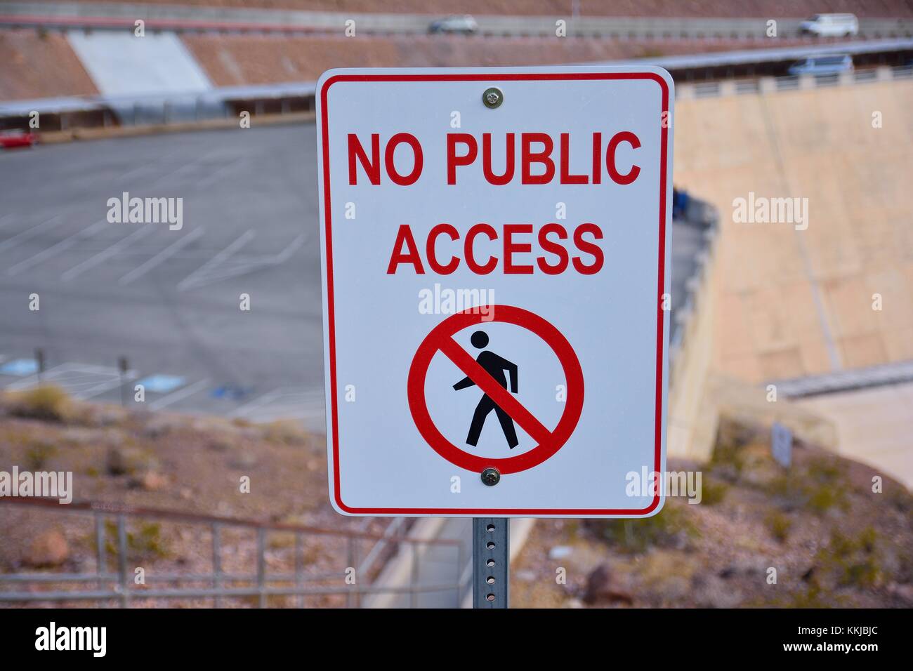 No public access sign in capitalized letters in a red font on a white ...