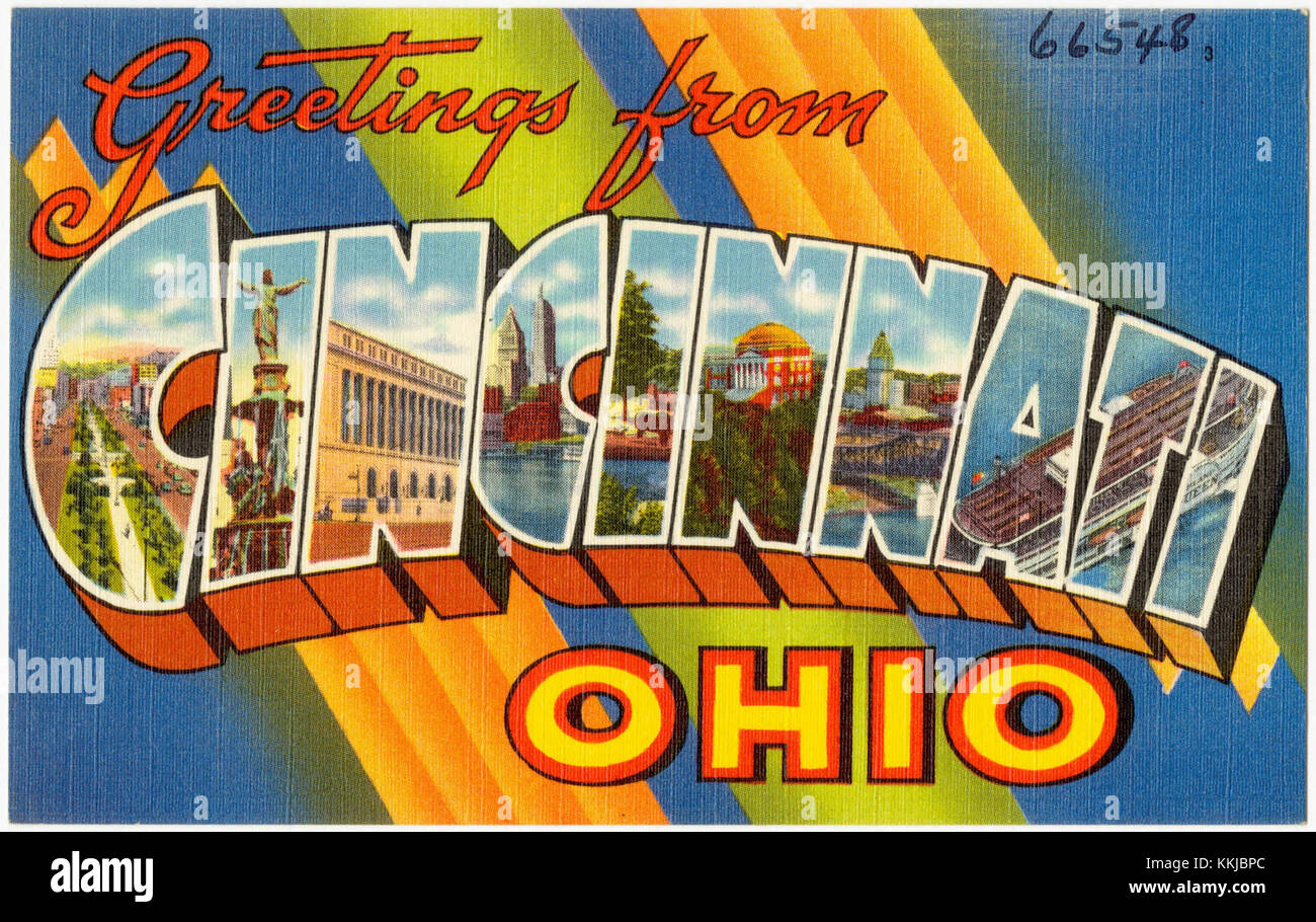 This vintage postcard from Cincinnati, Ohio, features scenic views and ...
