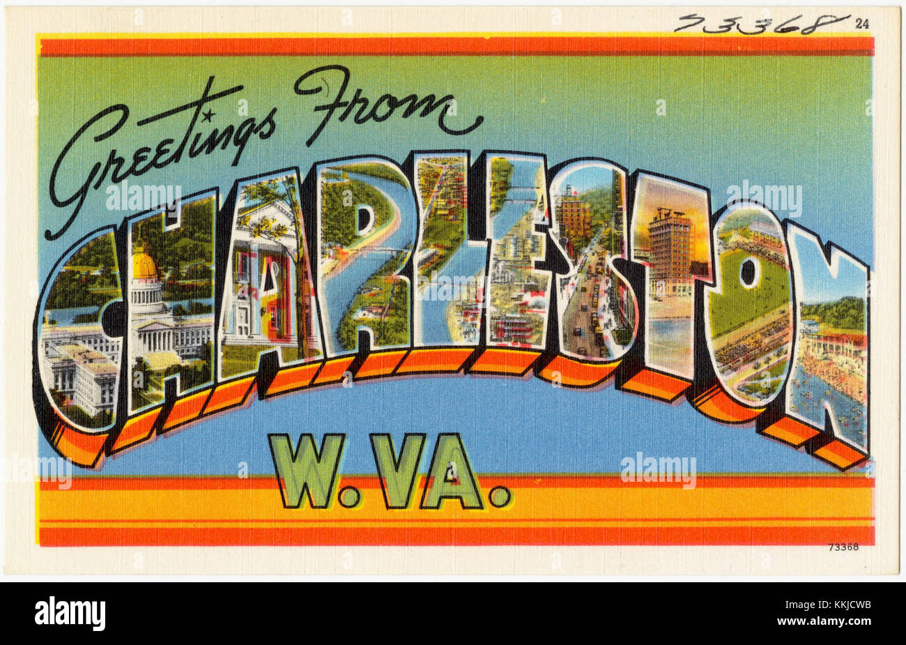 This postcard showcases a scene from Charleston, West Virginia ...