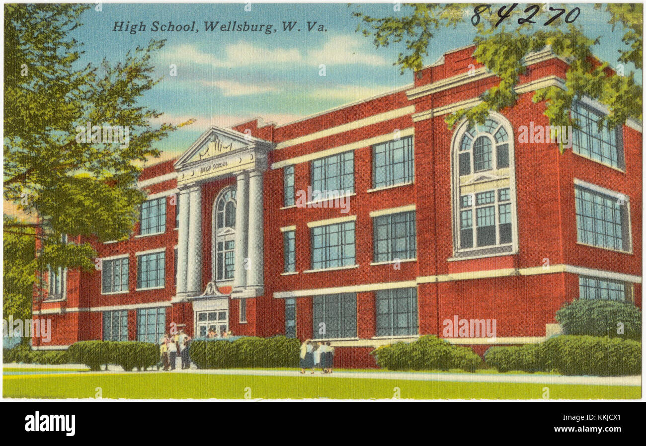 This image captures a view of a high school in Wellsburg, West Virginia ...