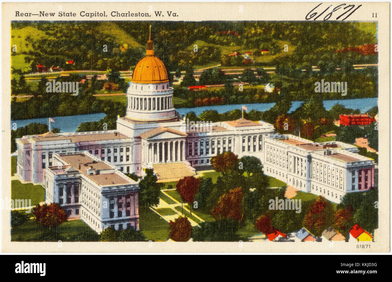 The rear view of the New State Capitol in Charleston, West Virginia ...