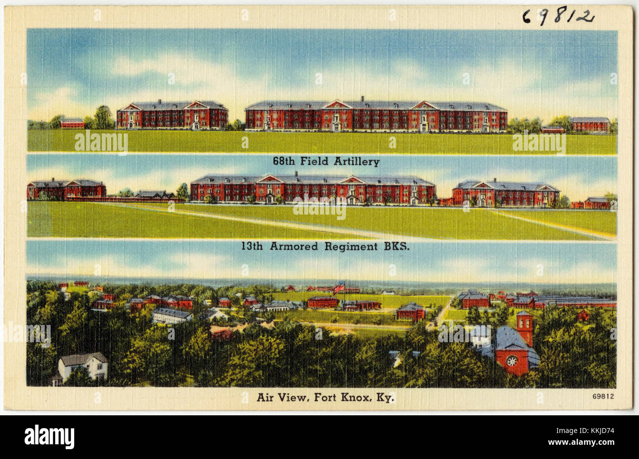 An aerial view of Fort Knox, Kentucky, taken from a high vantage point ...