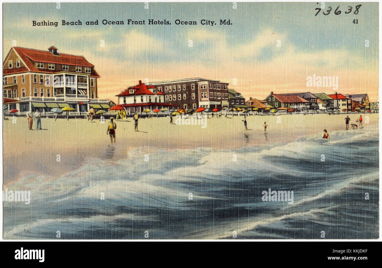 The image captures the scenic view of Ocean City's bathing beach and ...
