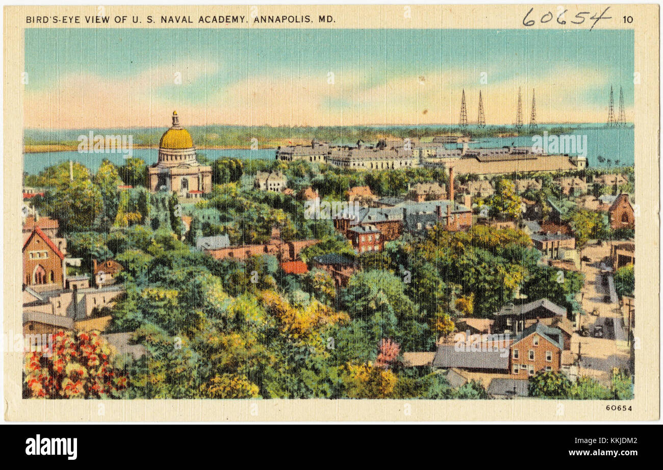 Aerial view of the U.S. Naval Academy campus in Annapolis, Maryland ...