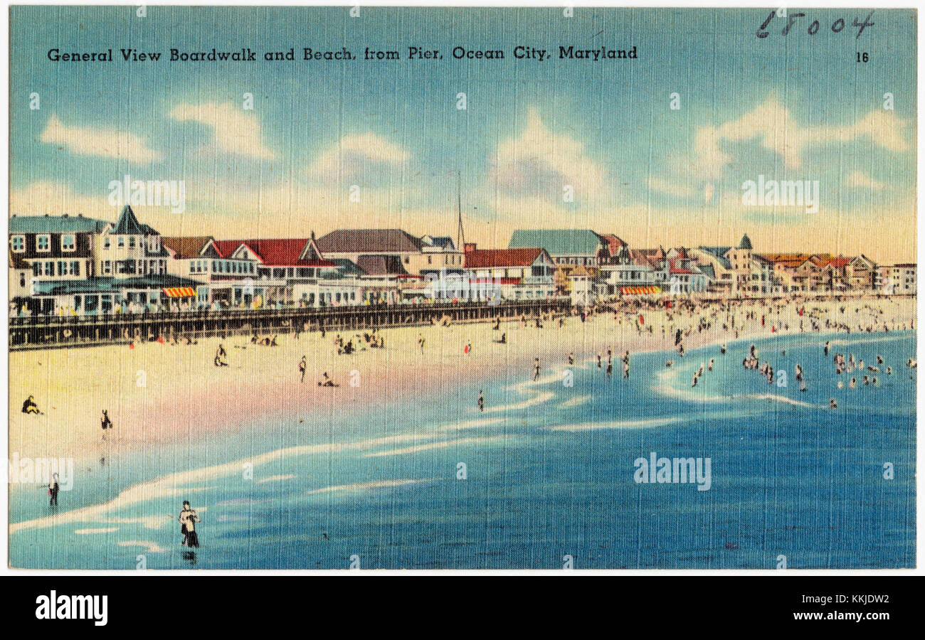 This image presents a general view of the boardwalk and beach in Ocean ...